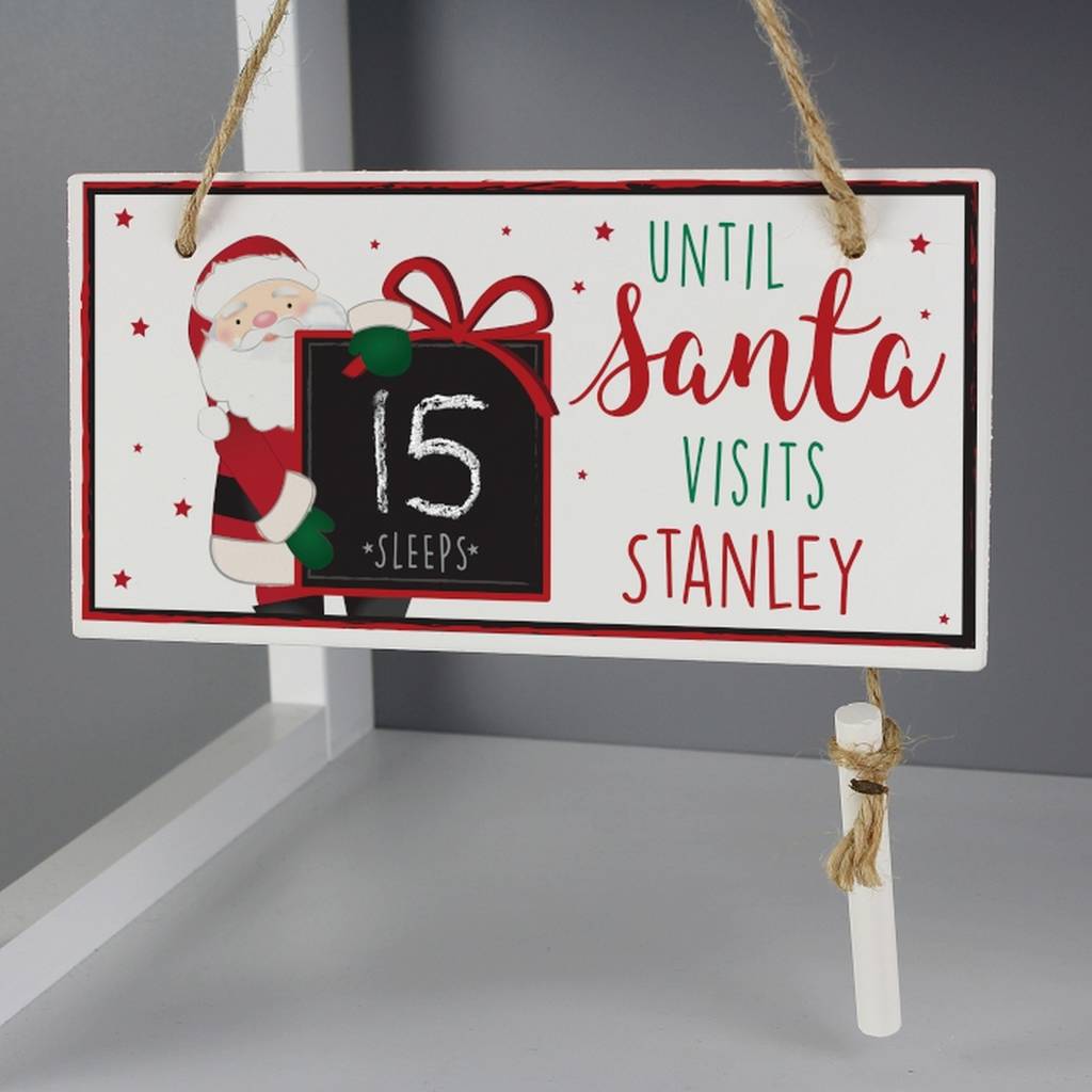 Personalised Santa Count Down Wooden Sign By Bella Personalised Gifts