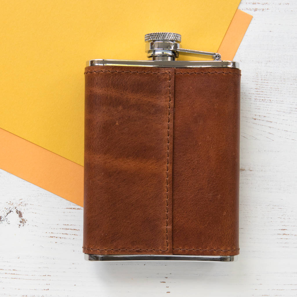 personalised 6oz leather hip flask by williams handmade ...