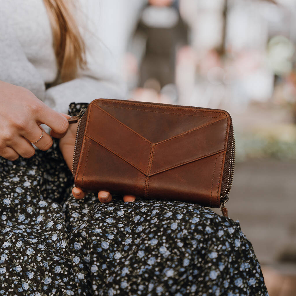 Large Leather Ziparound Purse, Distressed Brown By The Leather Store ...