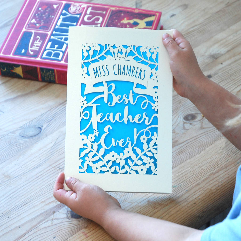 personalised papercut best teacher card by pogofandango ...
