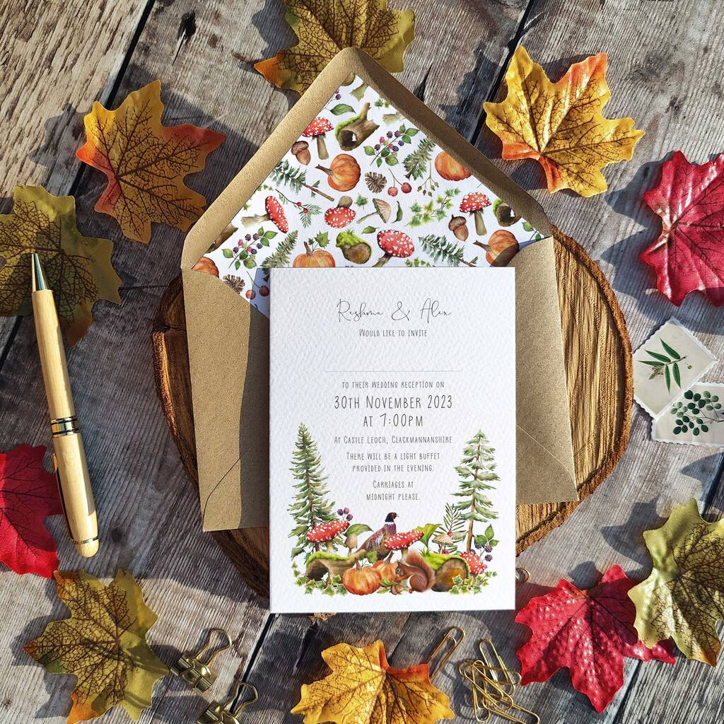 Autumn Woodland Evening Invitations And Envelopes By Paper Willow ...