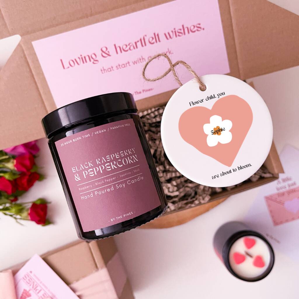Personalised Flower Child Self Love Candle Gift Set By By The Pines