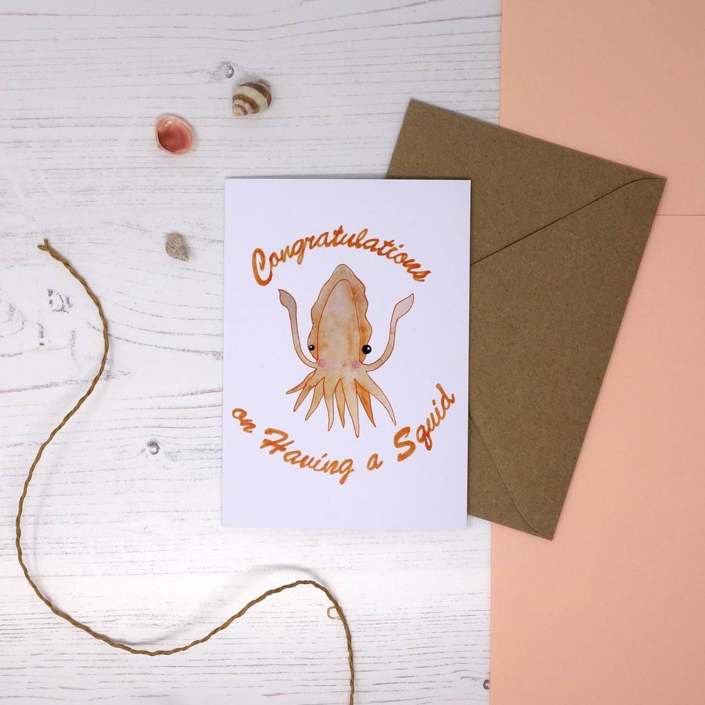 congratulations on having a squid greetings card by also the bison ...
