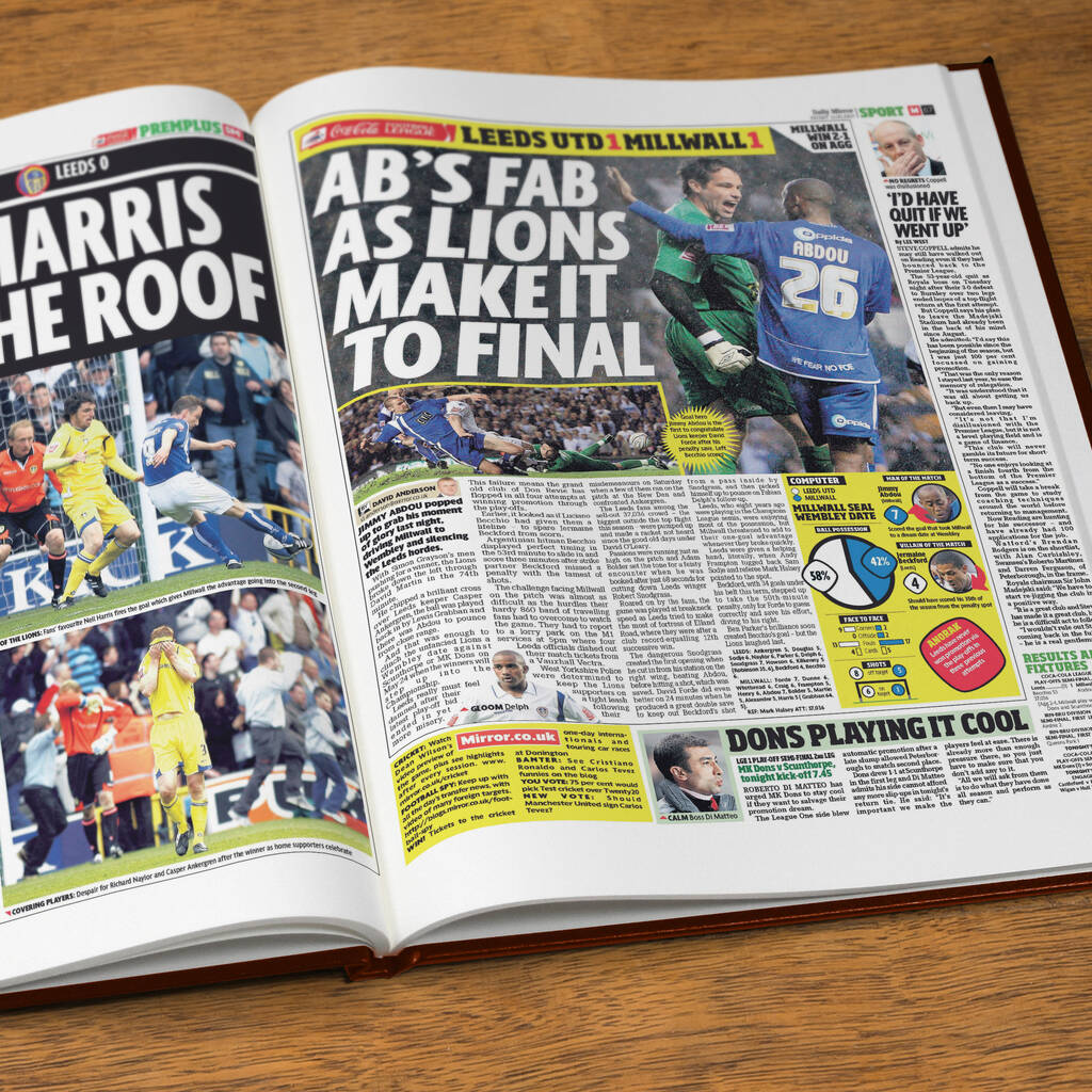Millwall Personalised Football Gift Newspaper Book By Historic ...