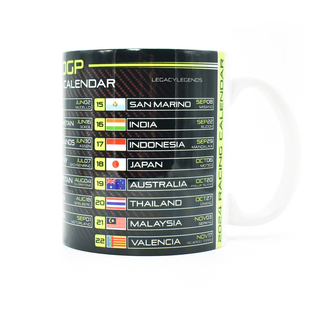 Moto Gp 2024 Season Racing Calendar Mug By Legacy Legends