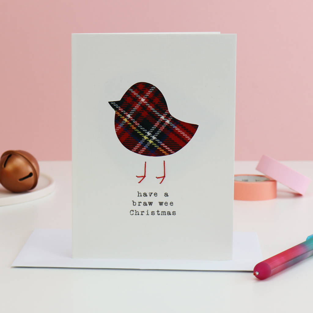 Cute Tartan Robin Scottish Christmas Card By Hiya Pal ...