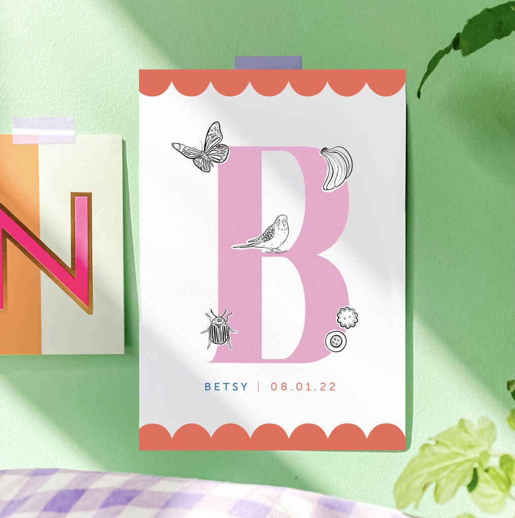 Personalised Illustrated Name Print By Otts & Co