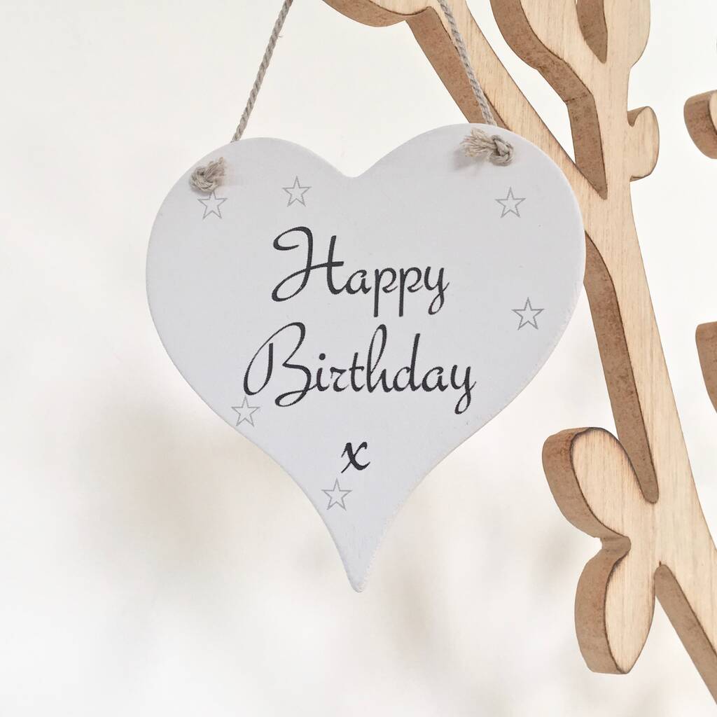 Happy Birthday Wooden Heart Hanging Sign By Chapel Cards ...