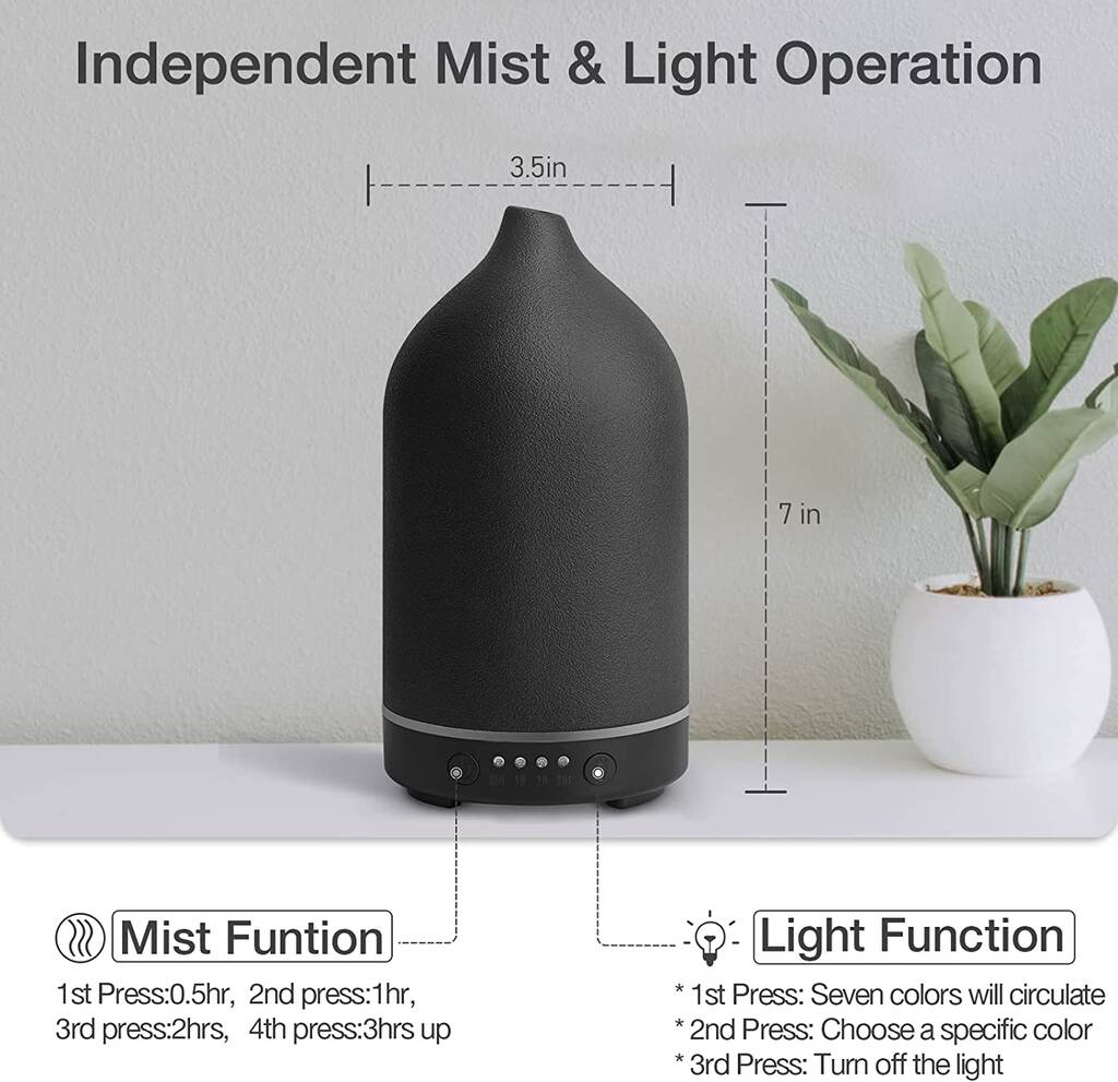 Black Ceramic Essential Oil Diffuser Humidifier By Momentum ...