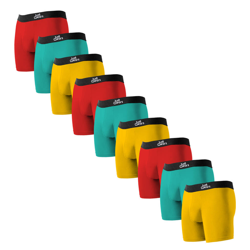 Super Soft Boxers With Pouch, Disco Colours, Nine Pack By JustWears