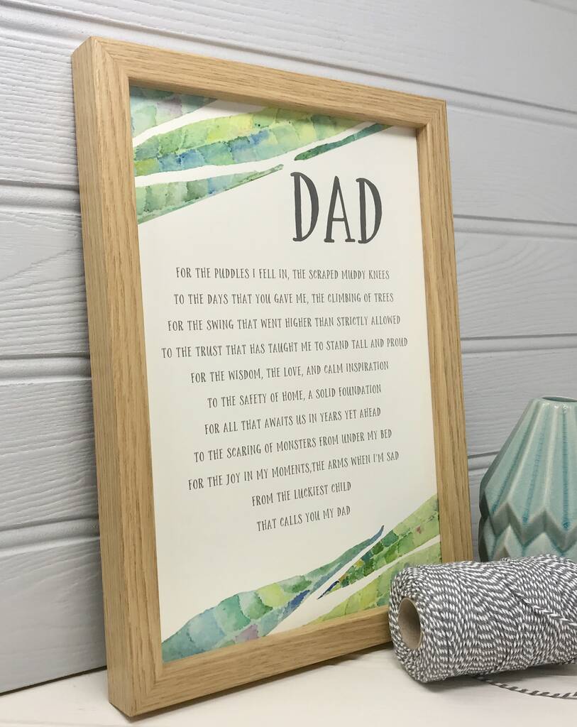 Personalised Dad Poem Unframed Print By shmuncki | notonthehighstreet.com