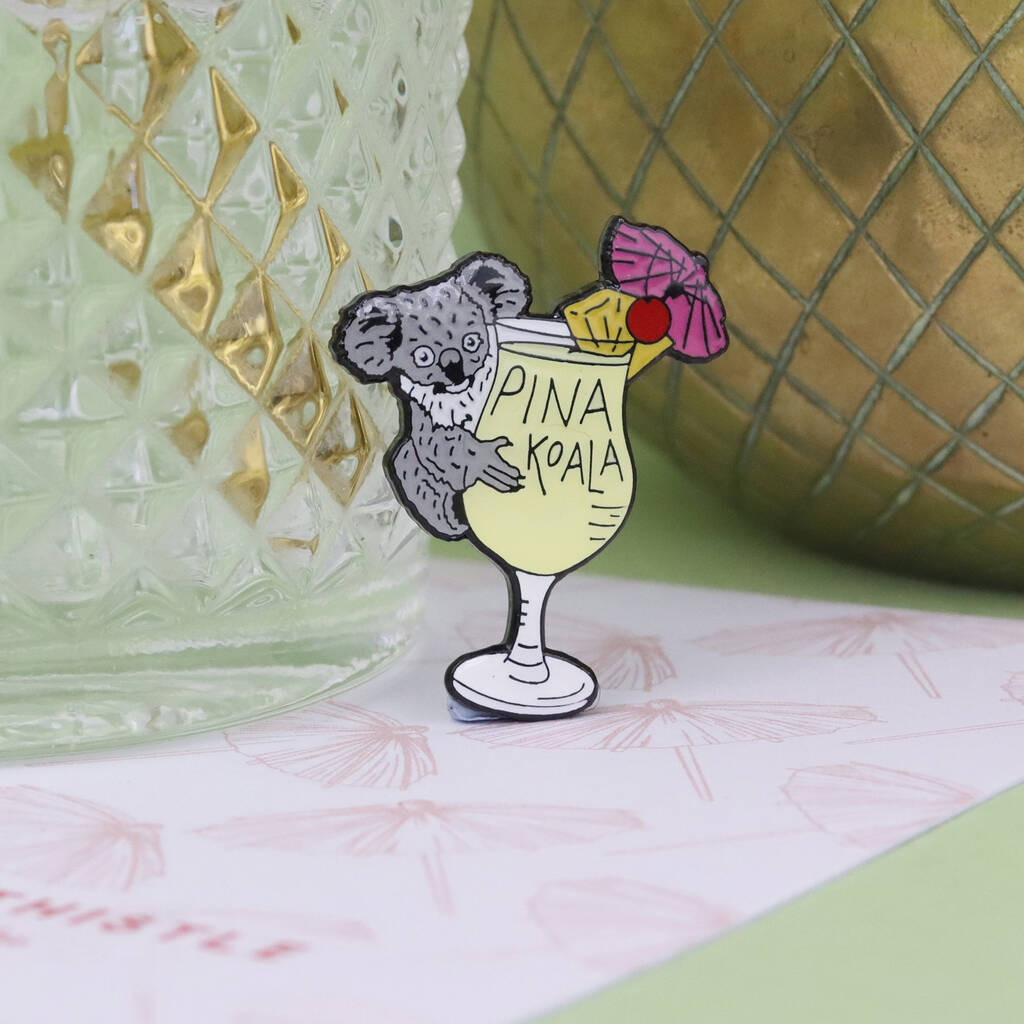 Pina Koala Cocktail Enamel Pin By Fawn & Thistle | notonthehighstreet.com