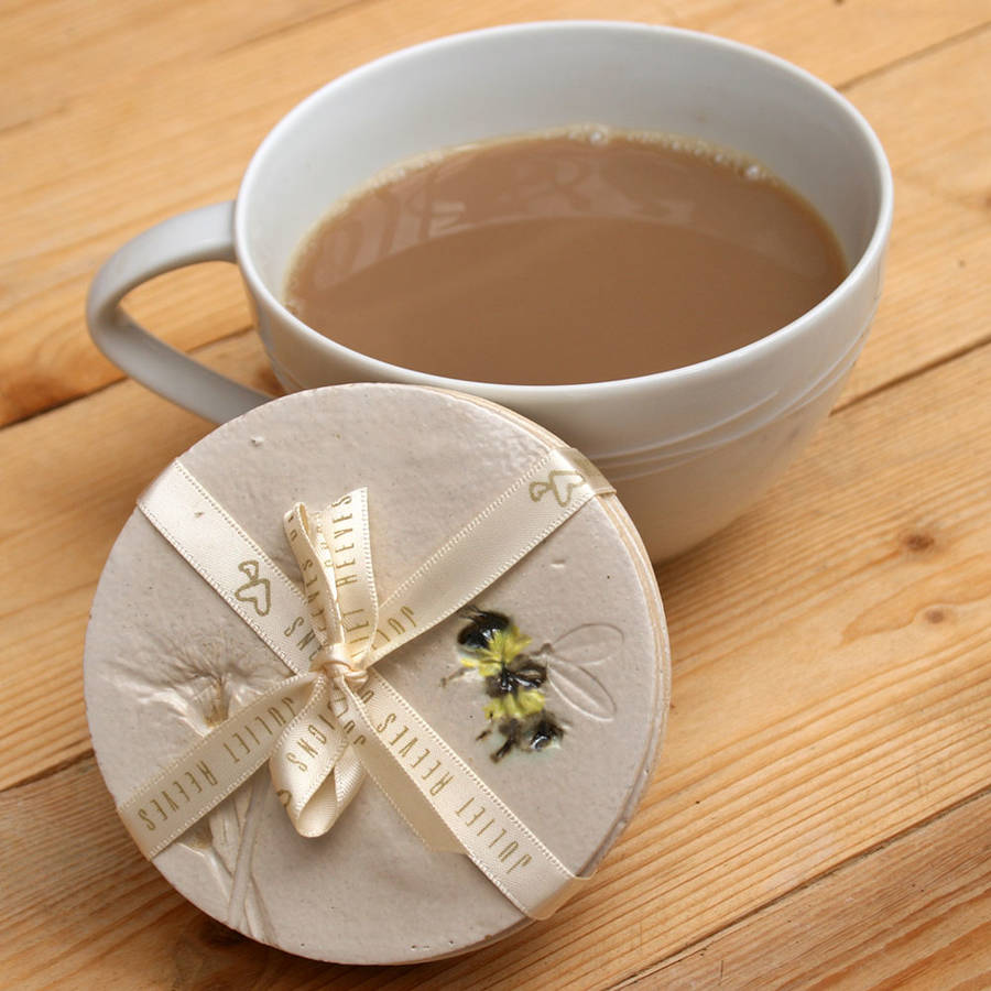 bumblebee and wild flower ceramic coasters by juliet reeves designs ...