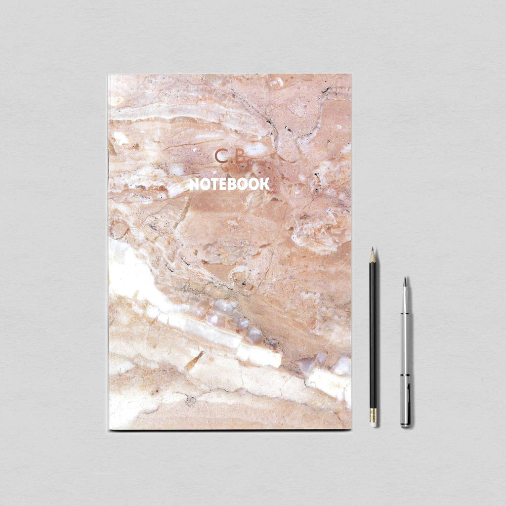 personalised blush marble notebook by talk & tell | notonthehighstreet.com