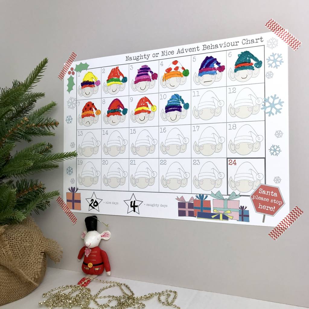 naughty or nice advent chart by yoyo-me | notonthehighstreet.com