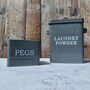 Laundry Powder And Peg Storage Tin Set In French Grey By Garden ...
