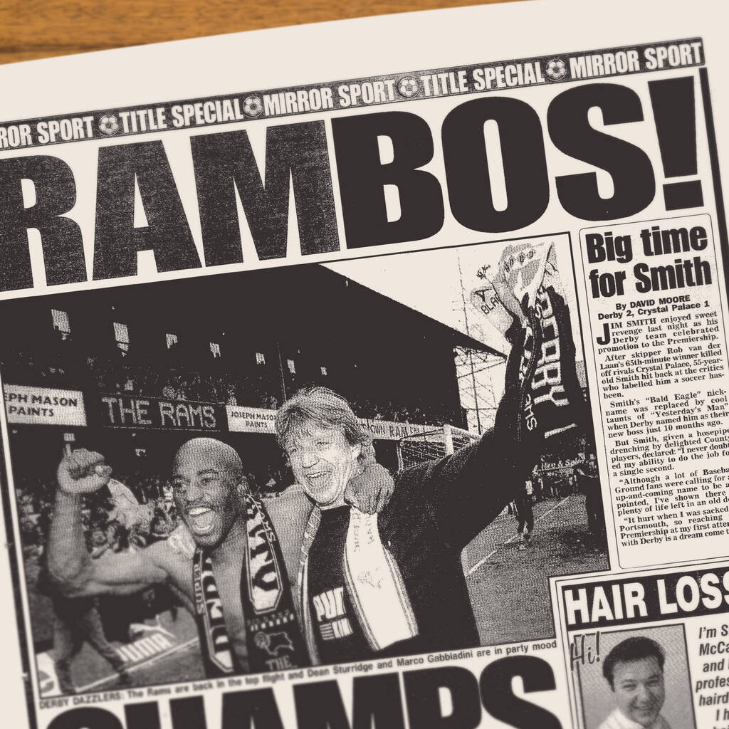 Derby County Personalised Football Newspaper Book By Historic ...