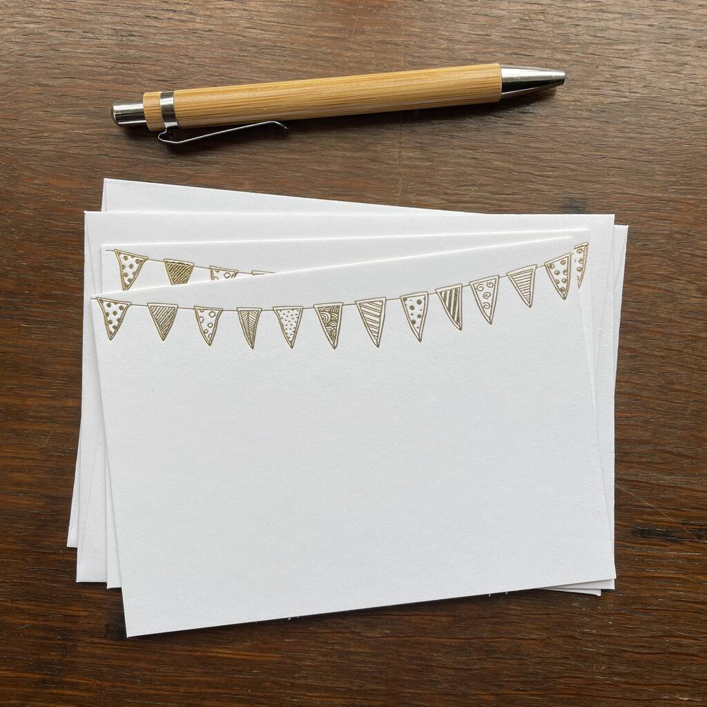 Bunting Gold Foil Pressed Luxury Note Cards By Lunella