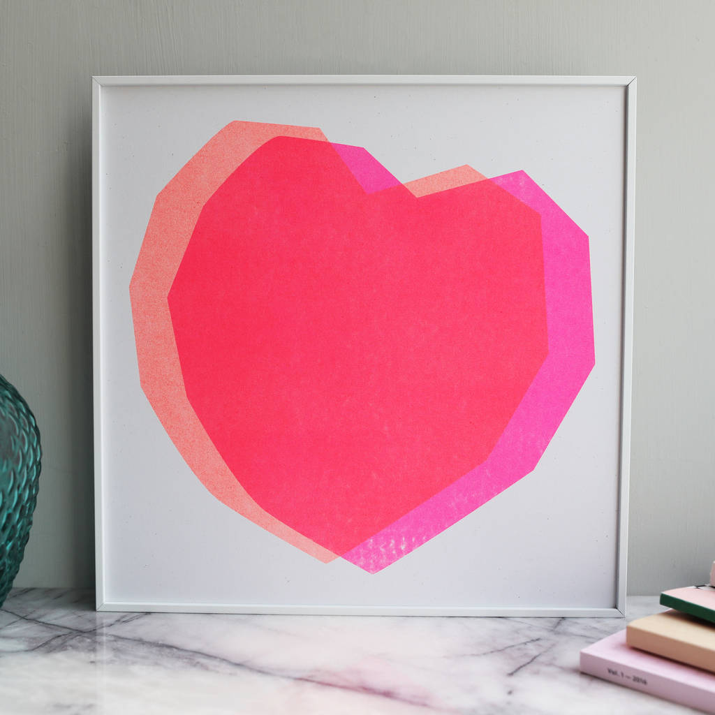 two hearts stencil print by yve print co. | notonthehighstreet.com