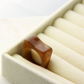 Amber Coloured Lucite Geometric Ring By Vintage Lane
