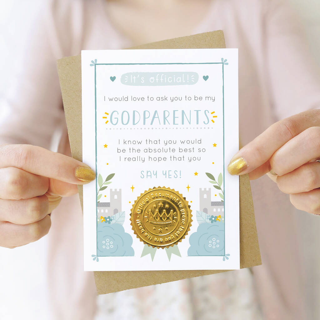 Will You Be My Godparents Certificate Card By Joanne Hawker 