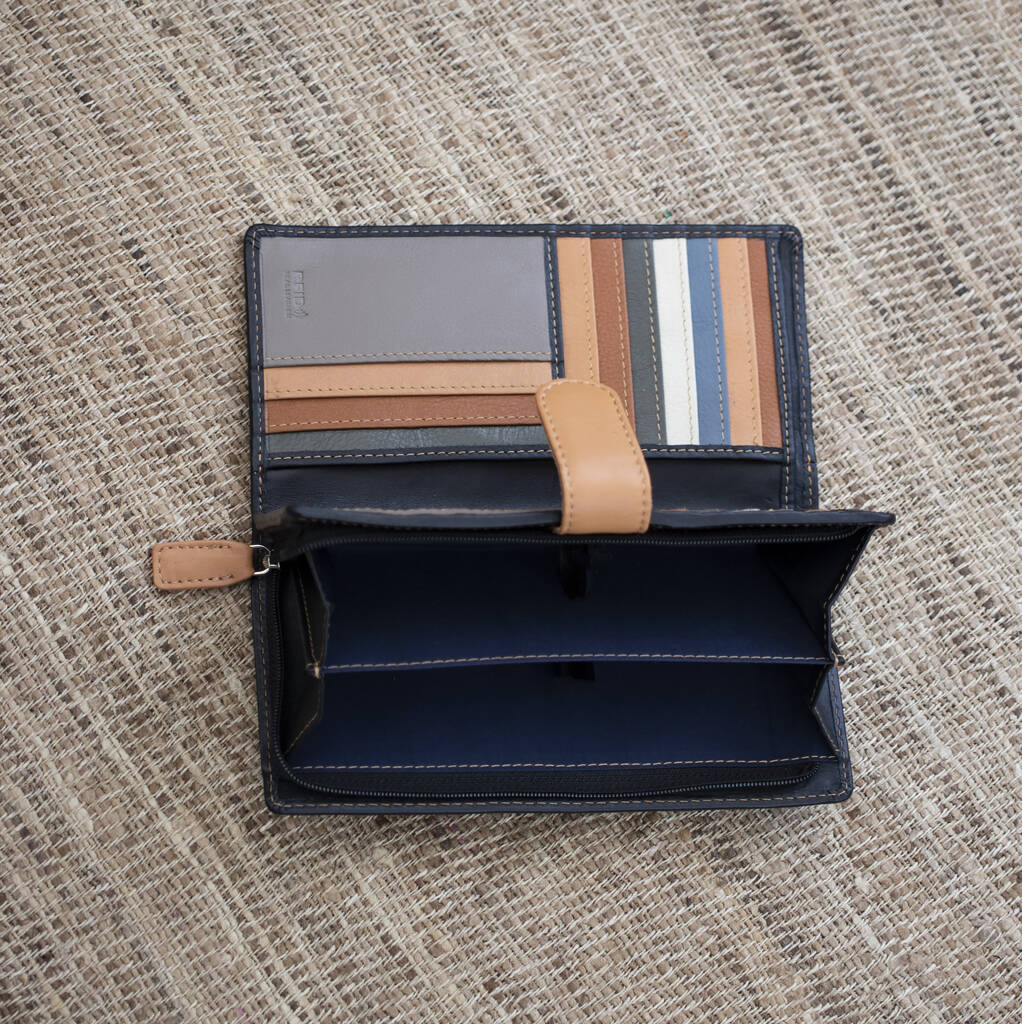 Personalised Large Multicolour Leather Purse Wallet By Wombat ...