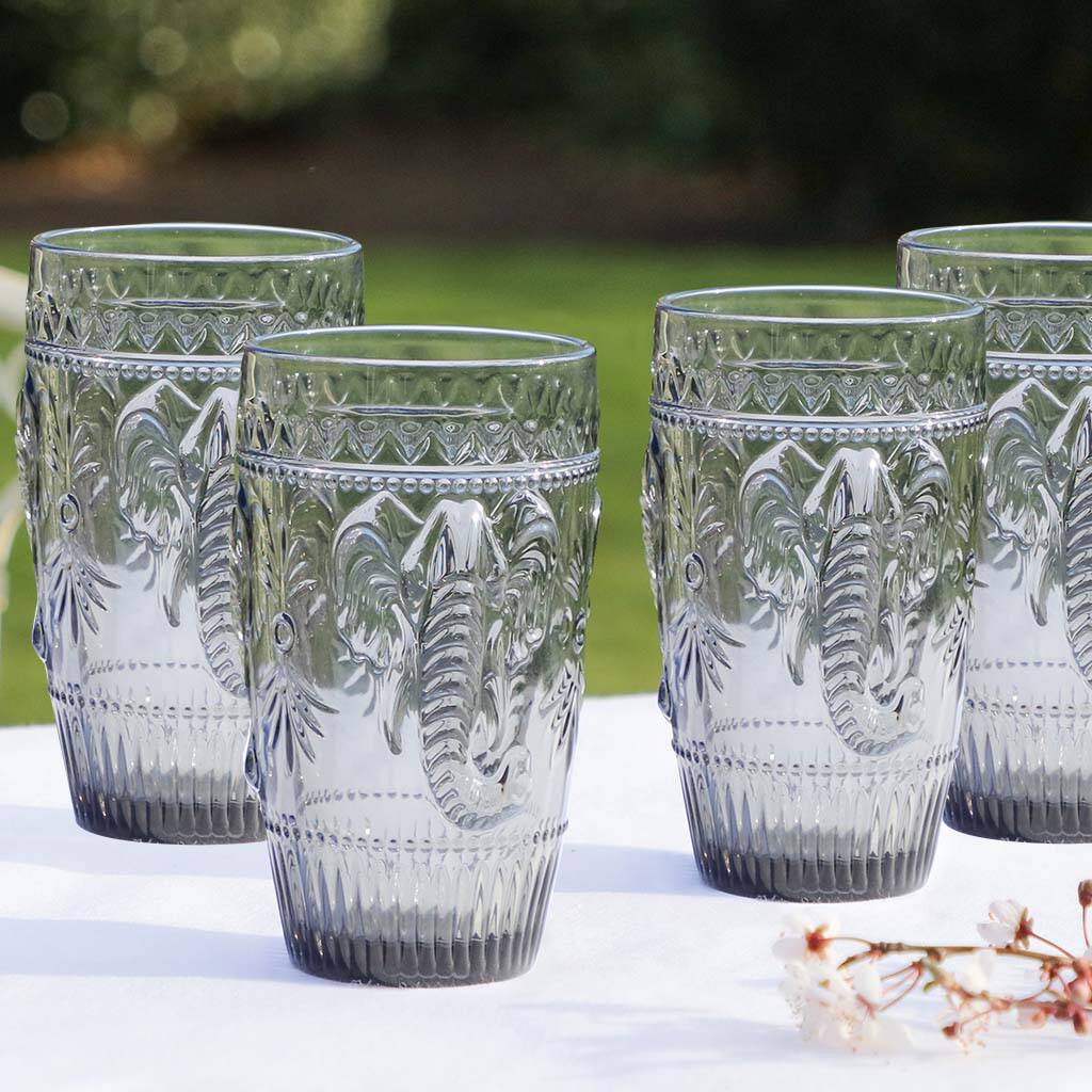 Four Luxury Embossed Highball Glasses By Dibor | notonthehighstreet.com