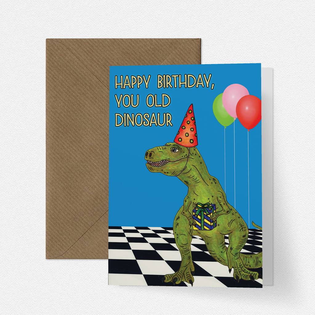 Funny Disco Dinosaur Birthday Card By Cherry Pie Lane 