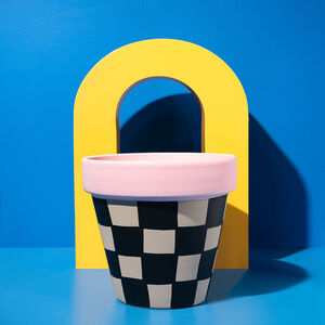 Checkerboard Hand Painted Plant Pot By Proudly Potty