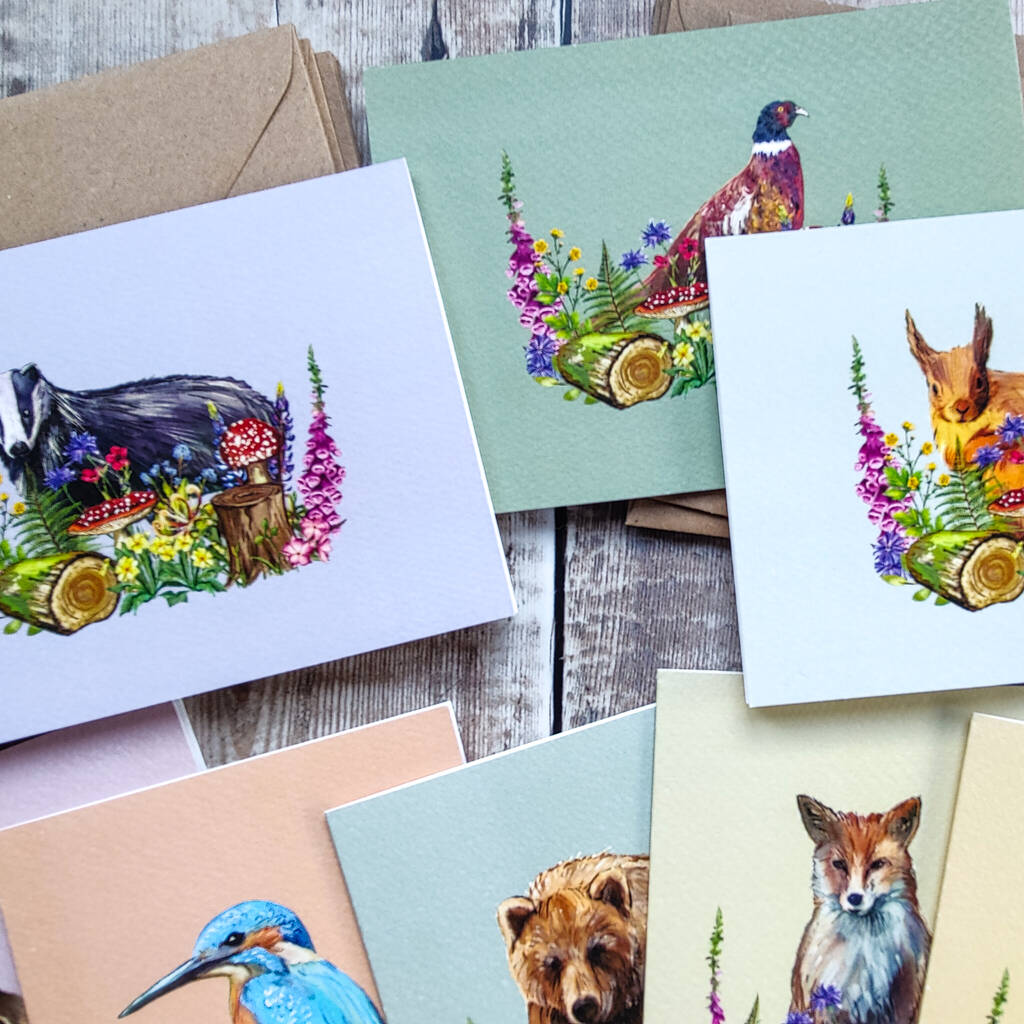 Set Of Eight Woodland Animal Notecards And Envelopes By Paper Willow ...