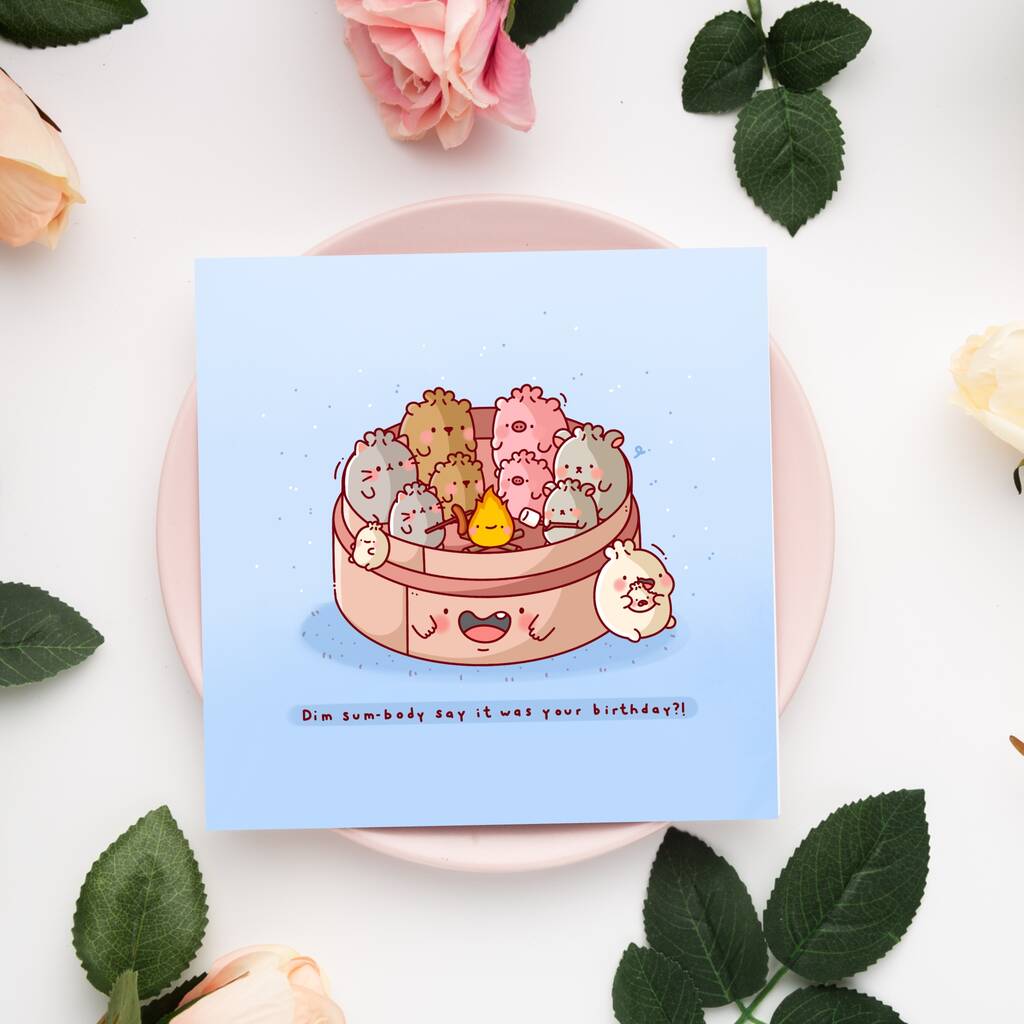 Cute Dim Sum Campfire Birthday Card By Toastedink