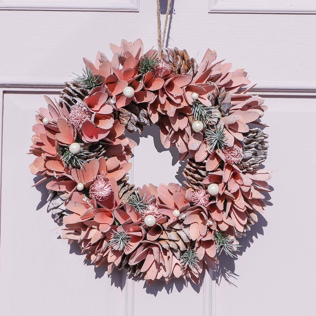 camellia pink petals door wreath by dibor | notonthehighstreet.com