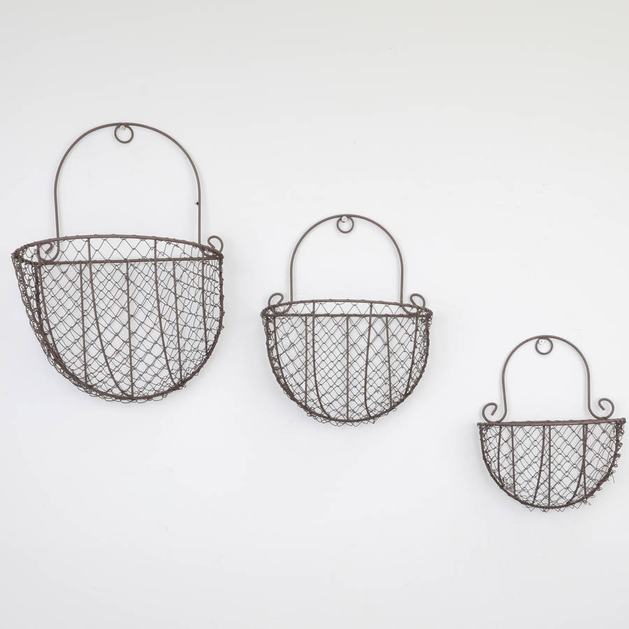 set of three provincial wire wall baskets by dibor | notonthehighstreet.com