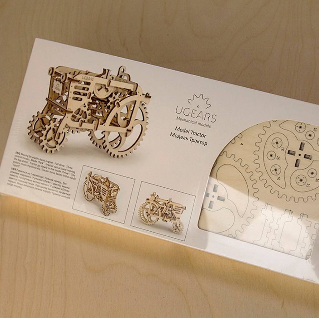 mechanical tractor wooden self assembly kit ugears by friendly gifts ...