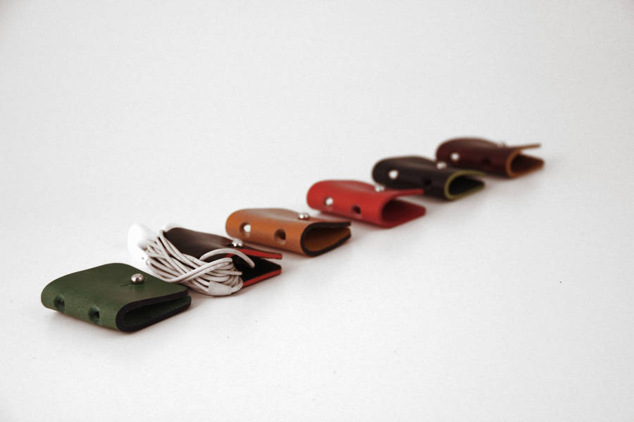 personalised leather earphone tidy case by studio candice lau ...