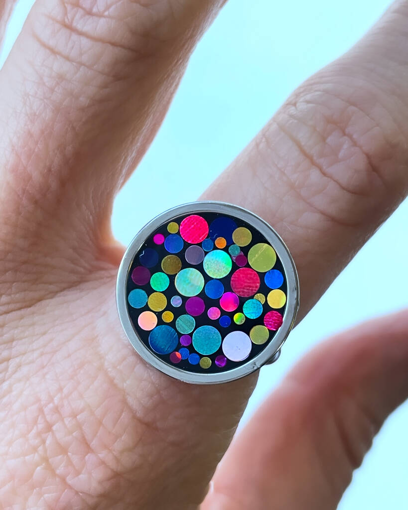 Super Sparkly Adjustable Disco Ring Hand Made Medium By Fleur de Trésor ...