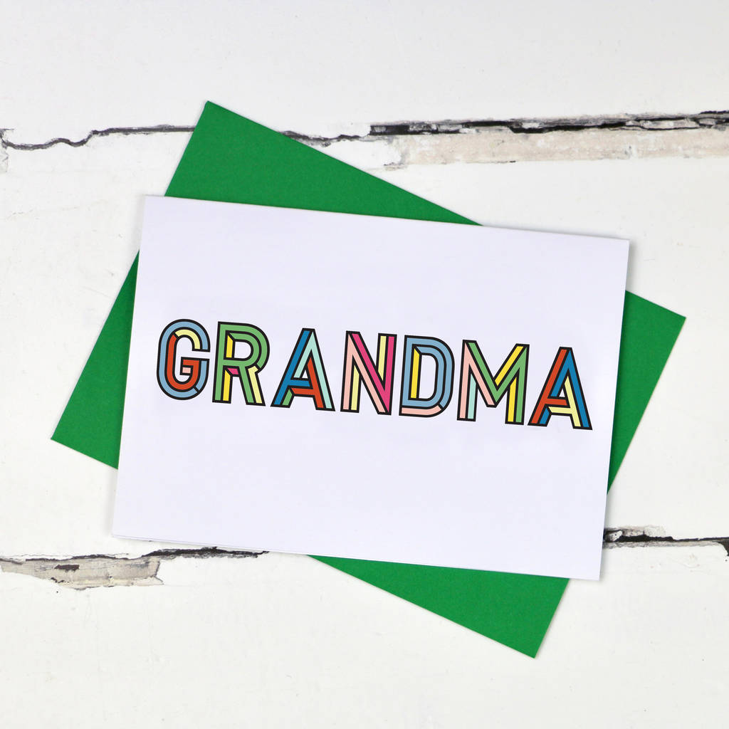 Grandma Colourful Typographic Card By Signs For Life