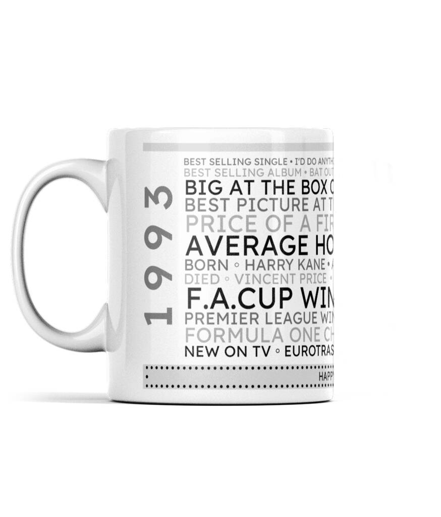 Personalised 30th Birthday Mug Gift 1993 Or 1994 By elevencorners