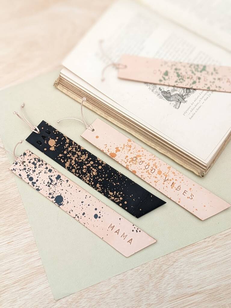 Personalised Italian Black Leather Bookmark By Jane de Bono Textiles ...