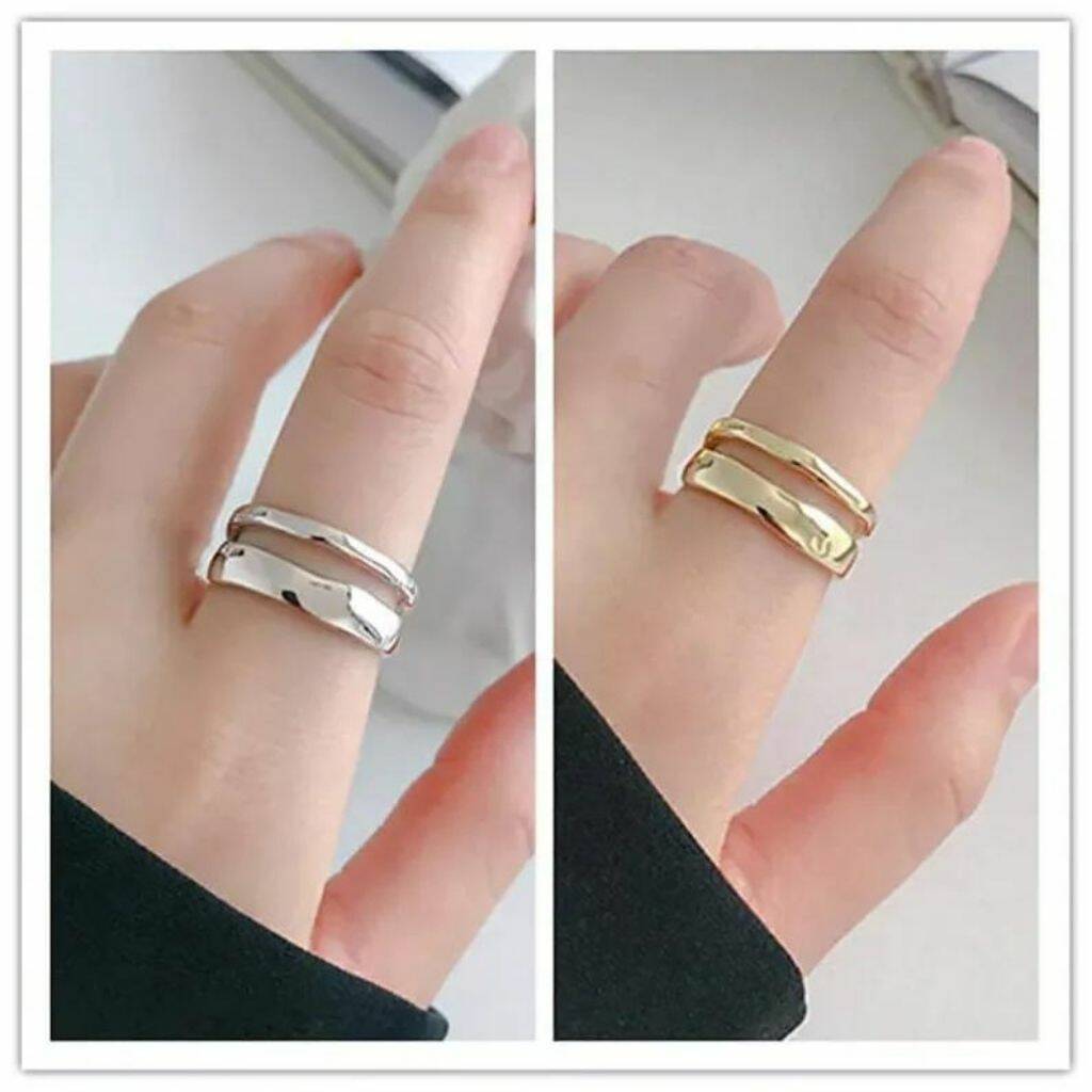 Adjustable Thick Hammered Silver Irregular Wave Ring By The Colourful ...