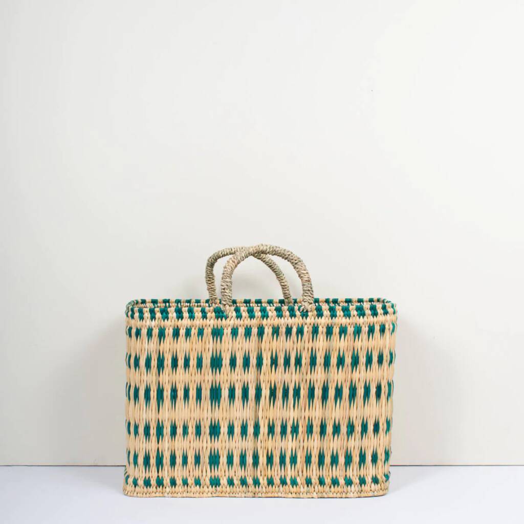 Woven Reed Basket Green By Grey Star Interiors