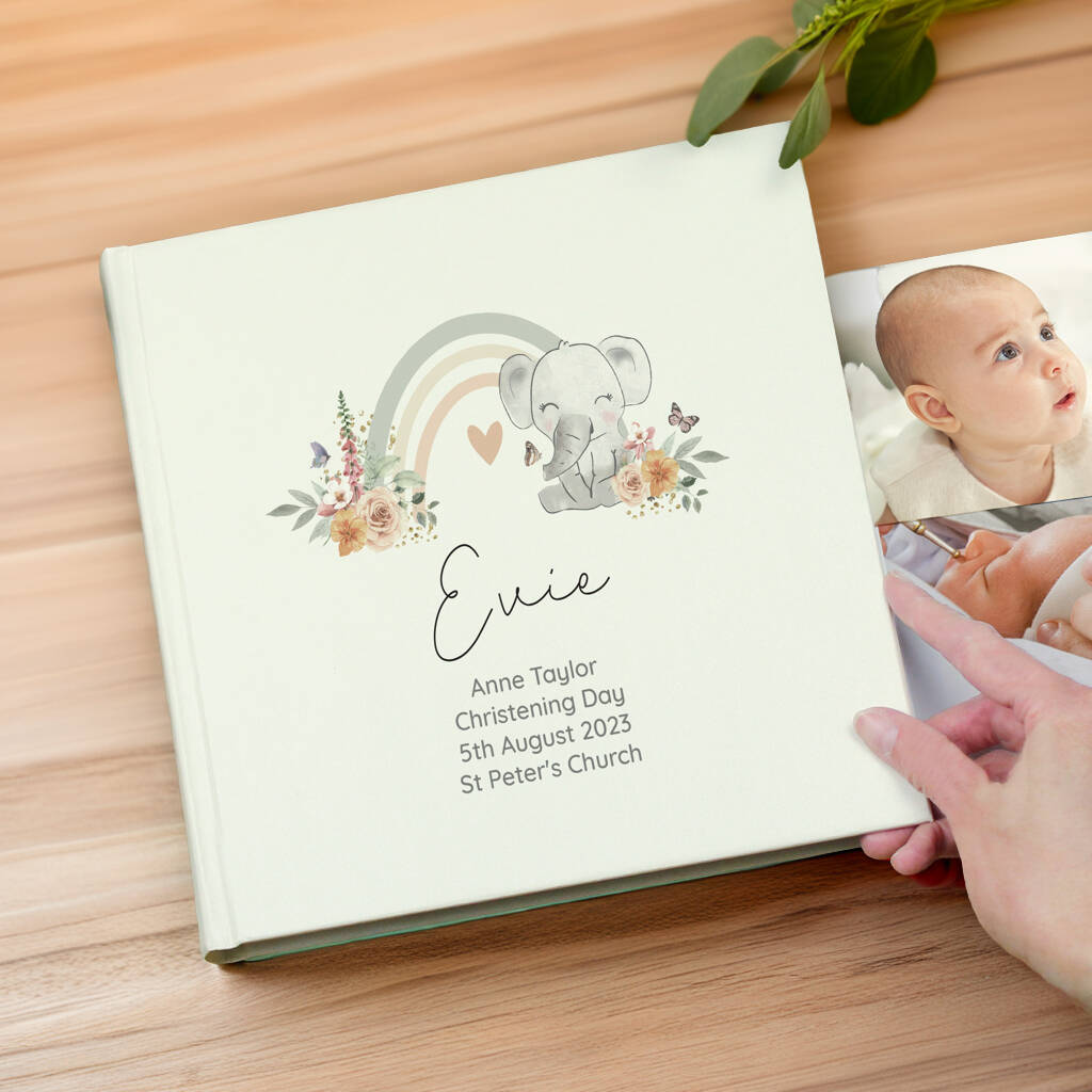 Personalised Floral Elephant Square Photo Album By The Thoughtful Touch