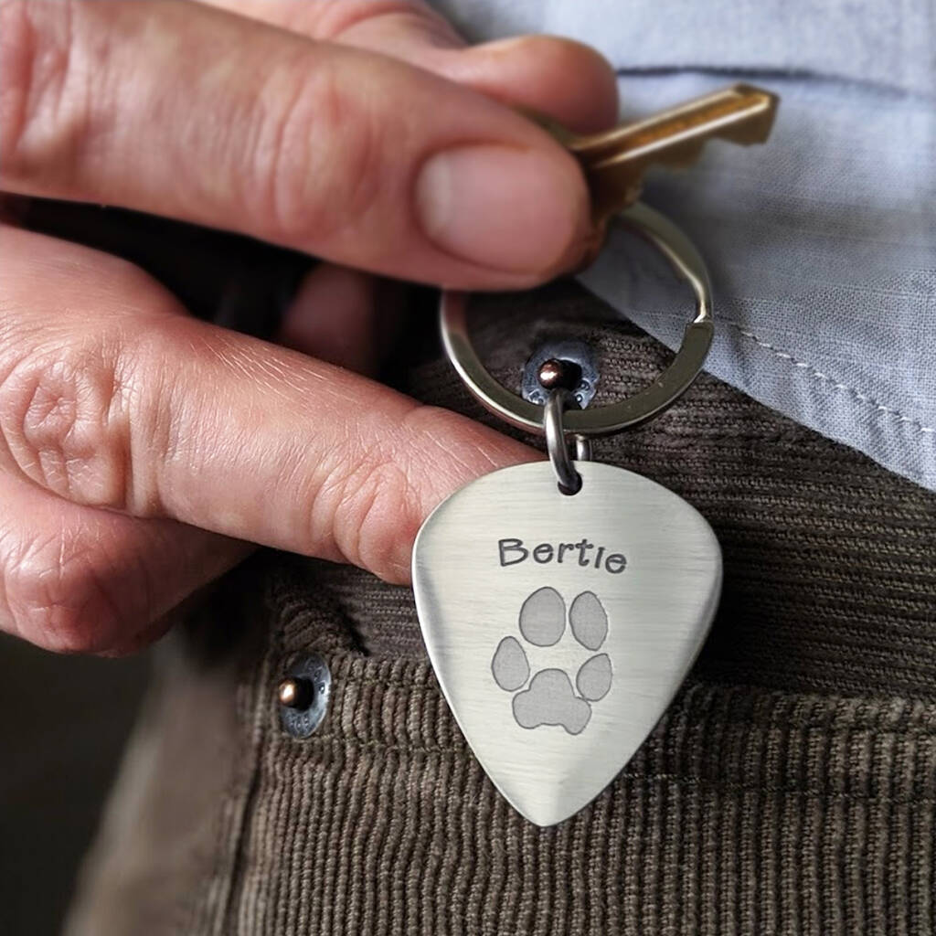 Personalised Pets Paw Print Plectrum Keyring By Hold Upon Heart ...
