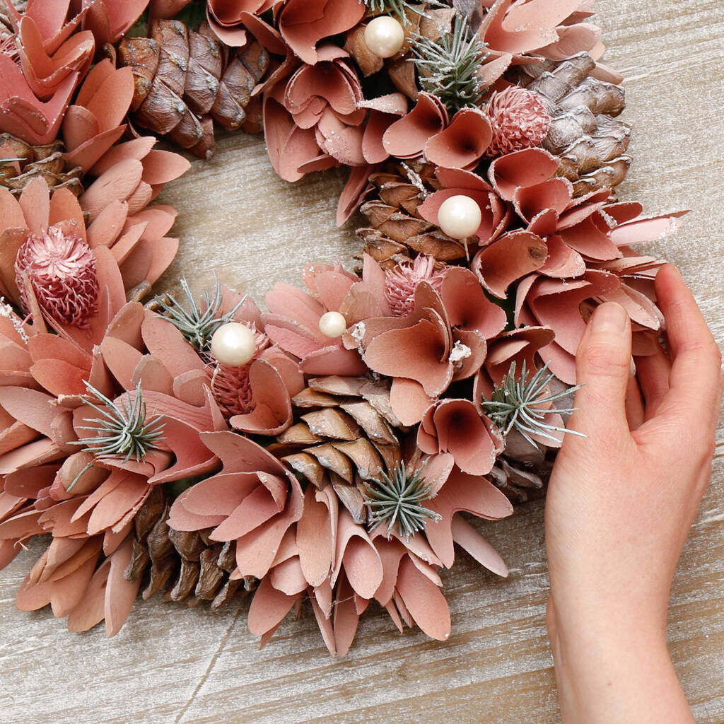 camellia pink petals door wreath by dibor | notonthehighstreet.com