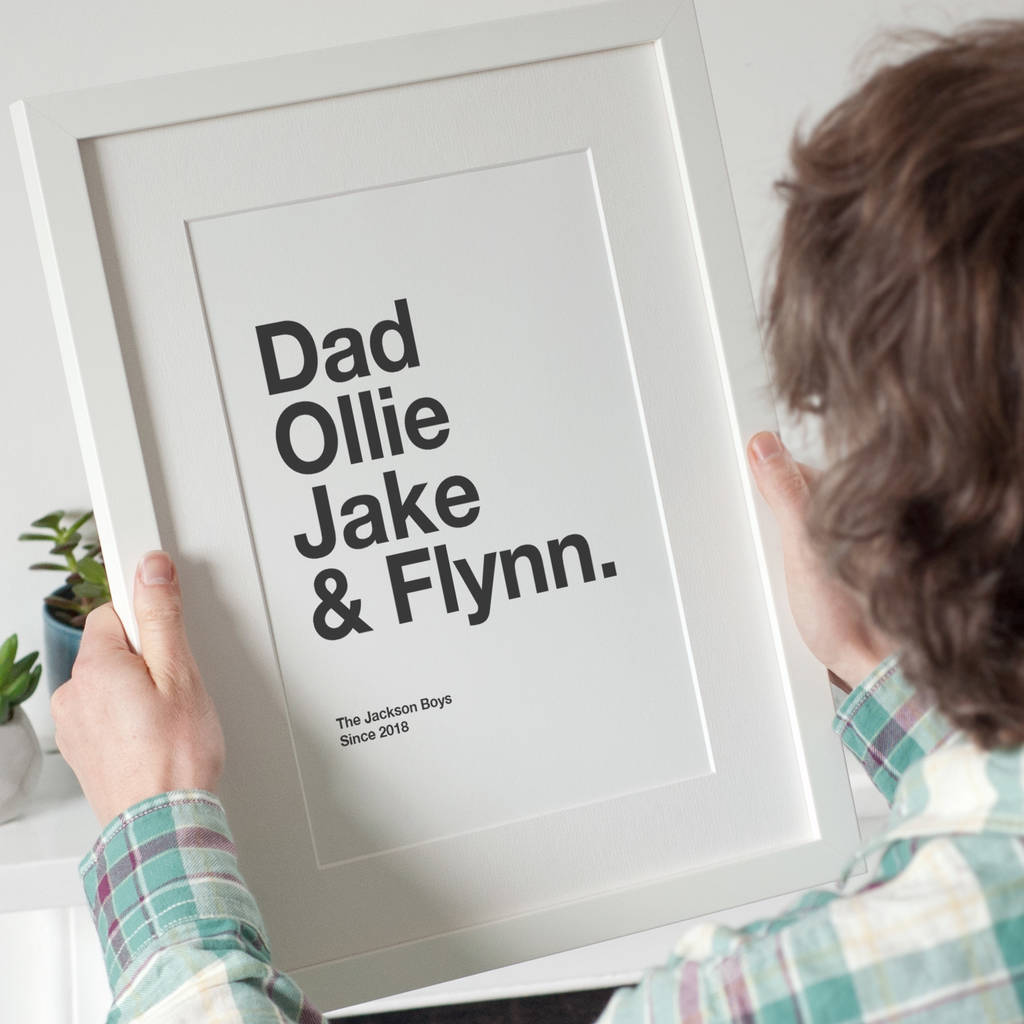 personalised typographic family names print by the drifting bear co ...