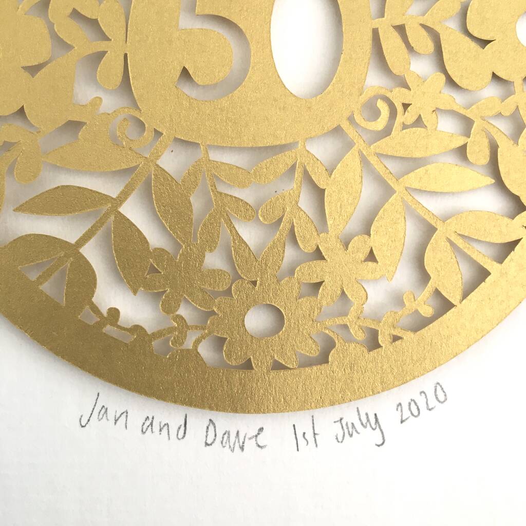 Personalised Golden Wedding Anniversary Framed Papercut By Caroline ...
