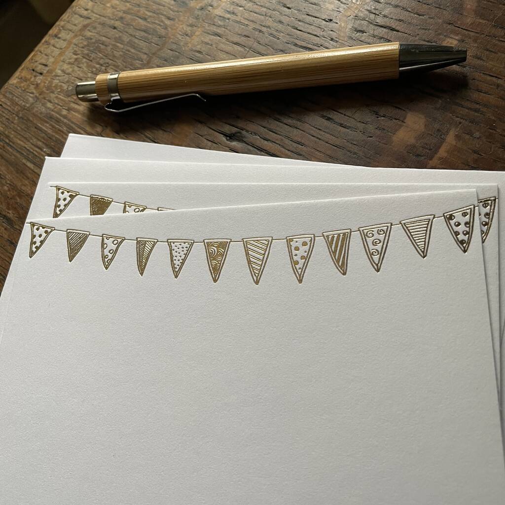 Bunting Gold Foil Pressed Luxury Note Cards By Lunella