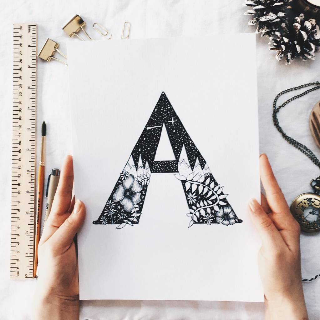 Personalised Initial Letter Art Print By Papervita | notonthehighstreet.com