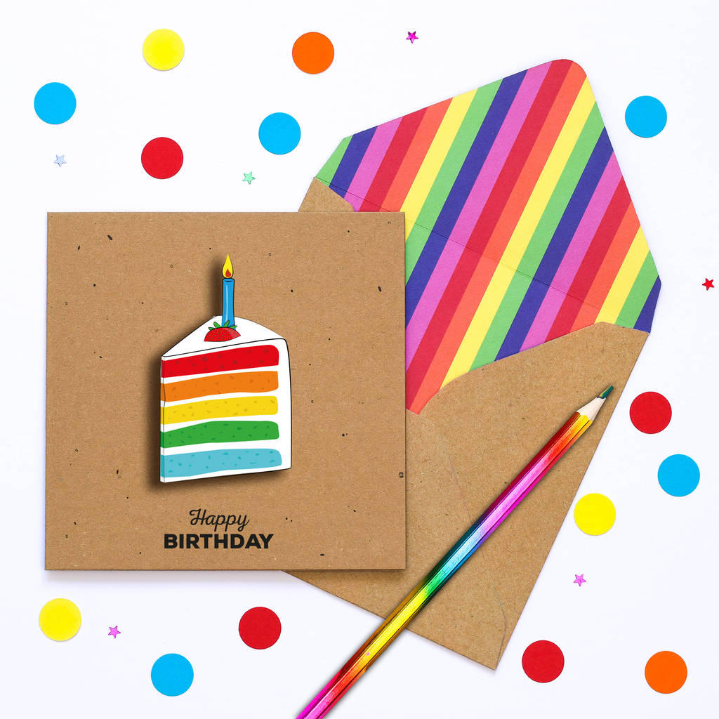 birthday rainbow cake 3d greeting card by tache | notonthehighstreet.com