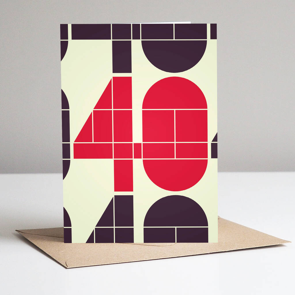 40th Birthday Anniversary Number Card. Eco Friendly By Mimi & Mae ...